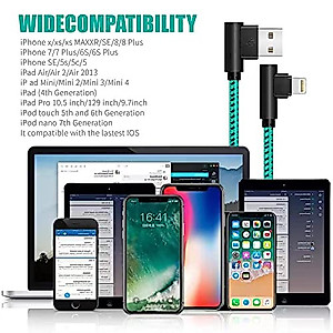 iPhone Lightning Charger Cable 10FT [MFi Certified] Right Angle 90 Degree Nylon Braided Charging Cord Extra Long for iPhone 12/12pro/11/11pro/XS MAX/XR/8/7（3Pack）
