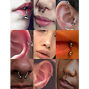 Prjndjw 16G Surgical Steel Nose Septum Rings Piercing Jewelry Horseshoe Septum Jewelry Cartilage Helix Tragus Earring Hoop Eyebrow Lip Hoop Retainer for Women Men Body Piercing Rings 10mm CZ glow