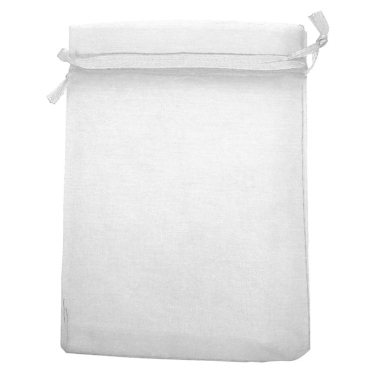 COTOSEY 50Pcs Organza Bags 12x16 inch Sheer Organza Favor Bags Extra Large Organza Drawstring Bags (White)