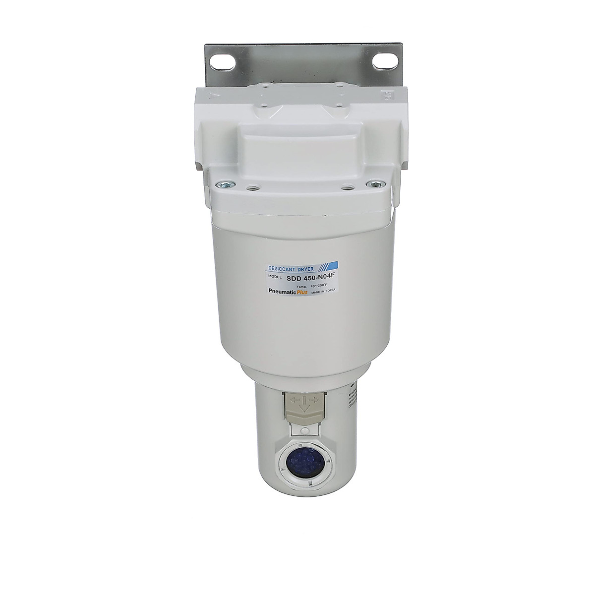 PneumaticPlus SDD450-N04F in-Line Desiccant Air Dryer 1/2" NPT - Metal Bowl w/Large Dome, 1 Quart Blue Desiccant Bead