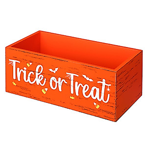 Sintuff Halloween Candy Bowl Wooden Funny Candy Dish Trick or Treat Large Halloween Candy Dish Holders Wood Serving Bowl Tableware for Halloween Parties Decorations Corn Holiday Decor (Trick or Treat)