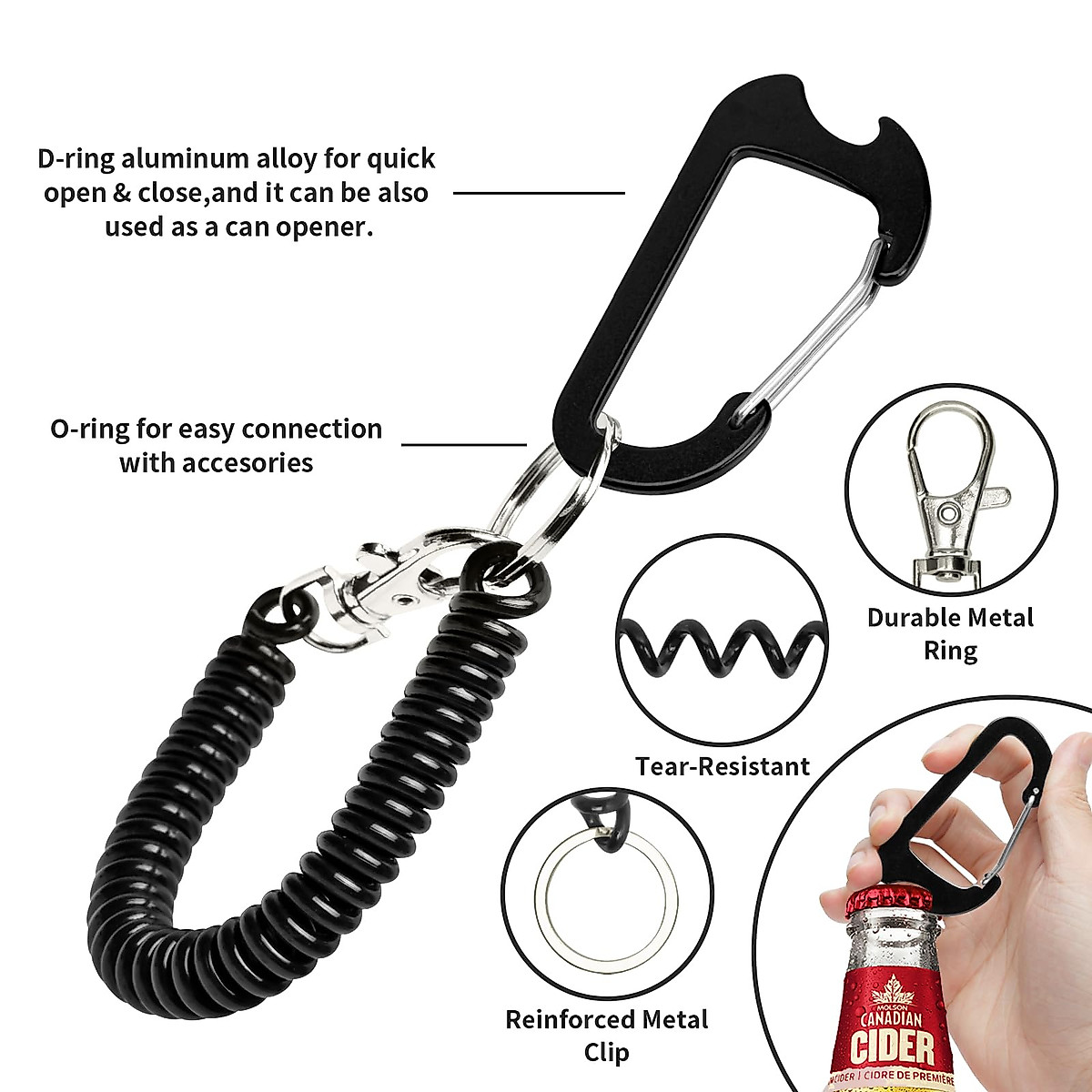 HOTEMIA Phone Tether Lanyard Anti Theft Phone Strap with Carabiner Anti-Drop Outdoor Skiing Hiking Cycling Fishing Climbing fit iPhone and Most Cell Phones (Black)