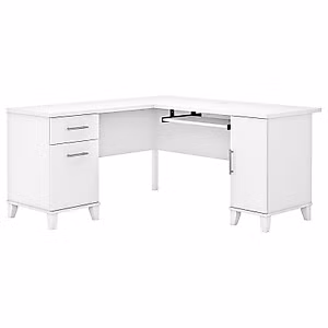 Bush Furniture Somerset 60W L Shaped Desk with Storage in White
