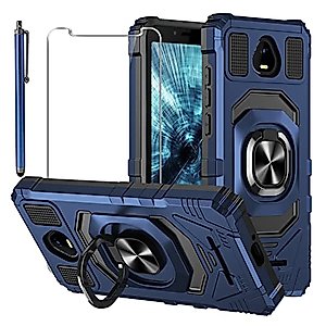 RTYJZ for SCHOK Volt SV55 Case with Tempered Glass Screen Protector, Built in 360°Adjustable Ring Kickstand [Military Grade] Protective Cover for Schok Volt SV55 (SV55216) 5.5" (Blue)