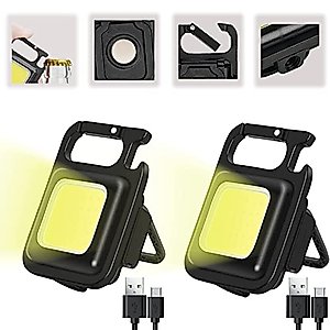 COB Keychain Work Light Mini Keychain Work Light 1000Lux Rechargeable Keychain Flashlight Small Flashlight Keychain Walking and Light Flashligh