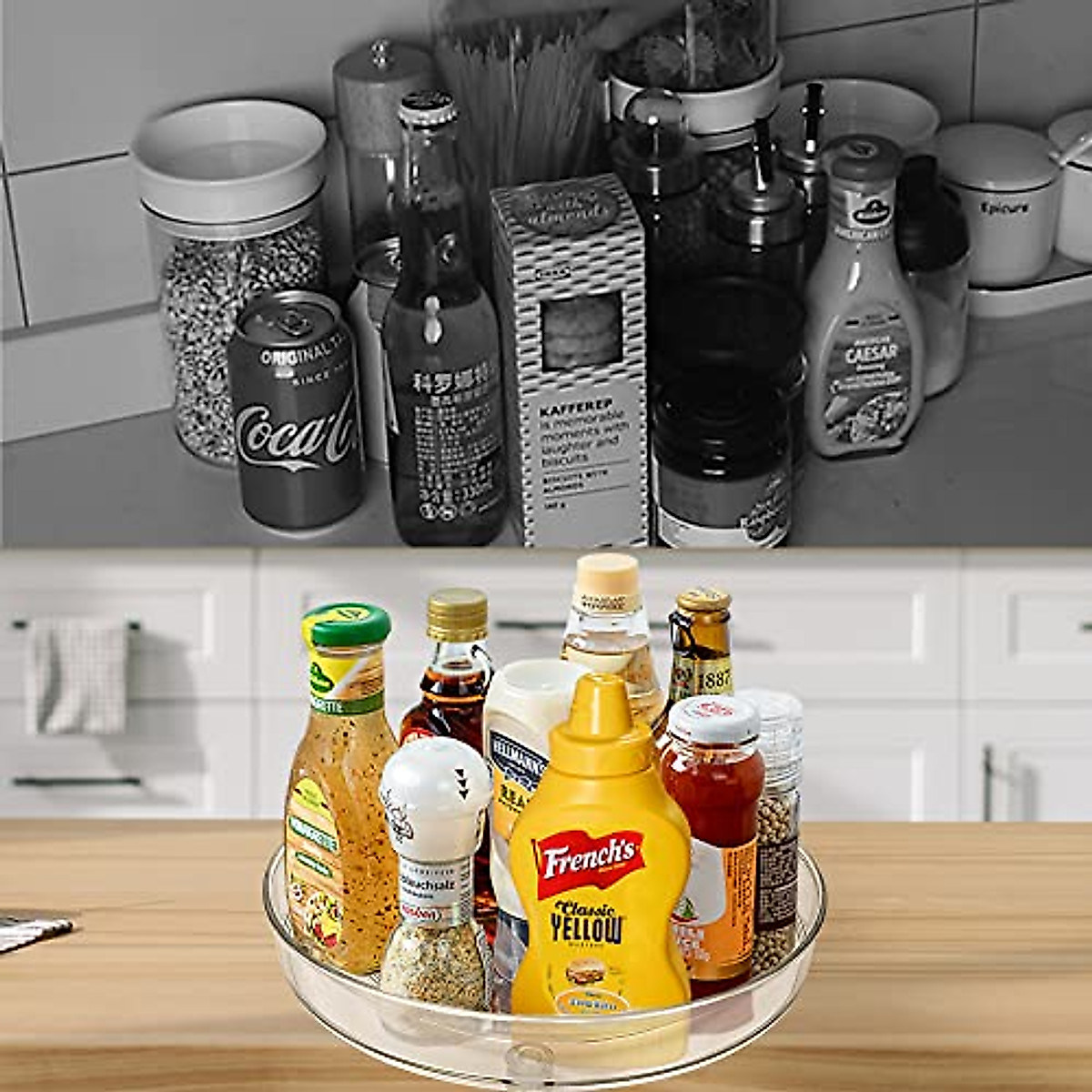 2 Pack Lazy Susan Organizer, 10.6" Clear Lazy Susan Turntable for Cabinet, Plastic Lazy Susan Cabinet Organizer- Kitchen Pantry Organization and Storage