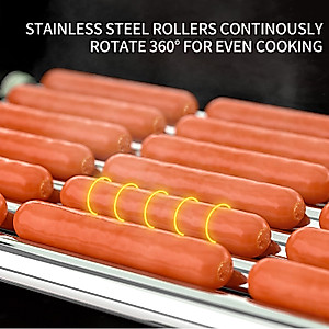 Awgpd Hot Dog Roller 5 Rollers 12 Hot Dogs Capacity, 750W Stainless Sausage Grill Cooker Machine with Dual Temp Control,Removable Drip Tray for Party Home Commercial (5 Roller)