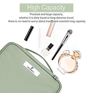 Pocmimut Makeup Bag,Cosmetic Bag for Women Travel Make Up Bag with Brush Compartment for Women(Green)
