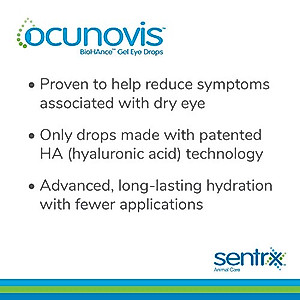 Sentrx Ocunovis Gel Eye Drops for Dogs & Cats, Eye Lube for Dogs Allergy Relief Lubricant, Dogs with Dry Eyes, Artificial Tears, 5 ml