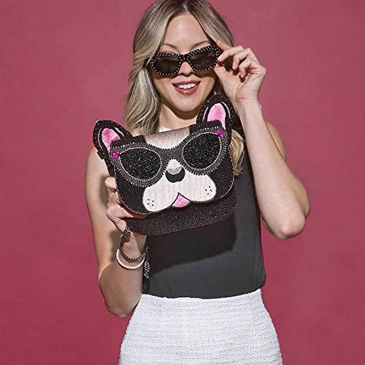 Mary Frances Throw Me a Bone Crossbody Handbag, Black