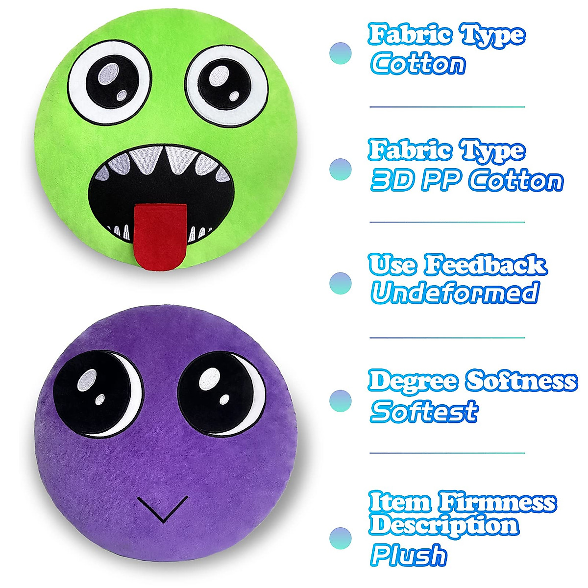 THCHZL Green+Purple Plush 13" Toys Hugging Pillow Double Sided Cute Plush Toys Puppets Soft Stuffed Animal Cushion Decoration Summer Birthday Best Gift for Kids Girls Boys Game Fans