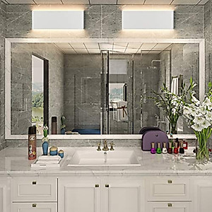 Aipsun 15.75in Matte White Modern Vanity Light Up and Down LED Vanity Light for Bathroom Wall Lighting Fixtures (Warm Light 3000K)