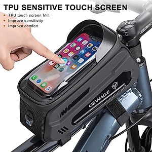 GEWAGE Bicycle Phone Mount Bag & Bicycle Tire Pump, Bike Multitool with Tyre Lever - Bike Tool Kits for Repair and Maintenance at Home or On The Road