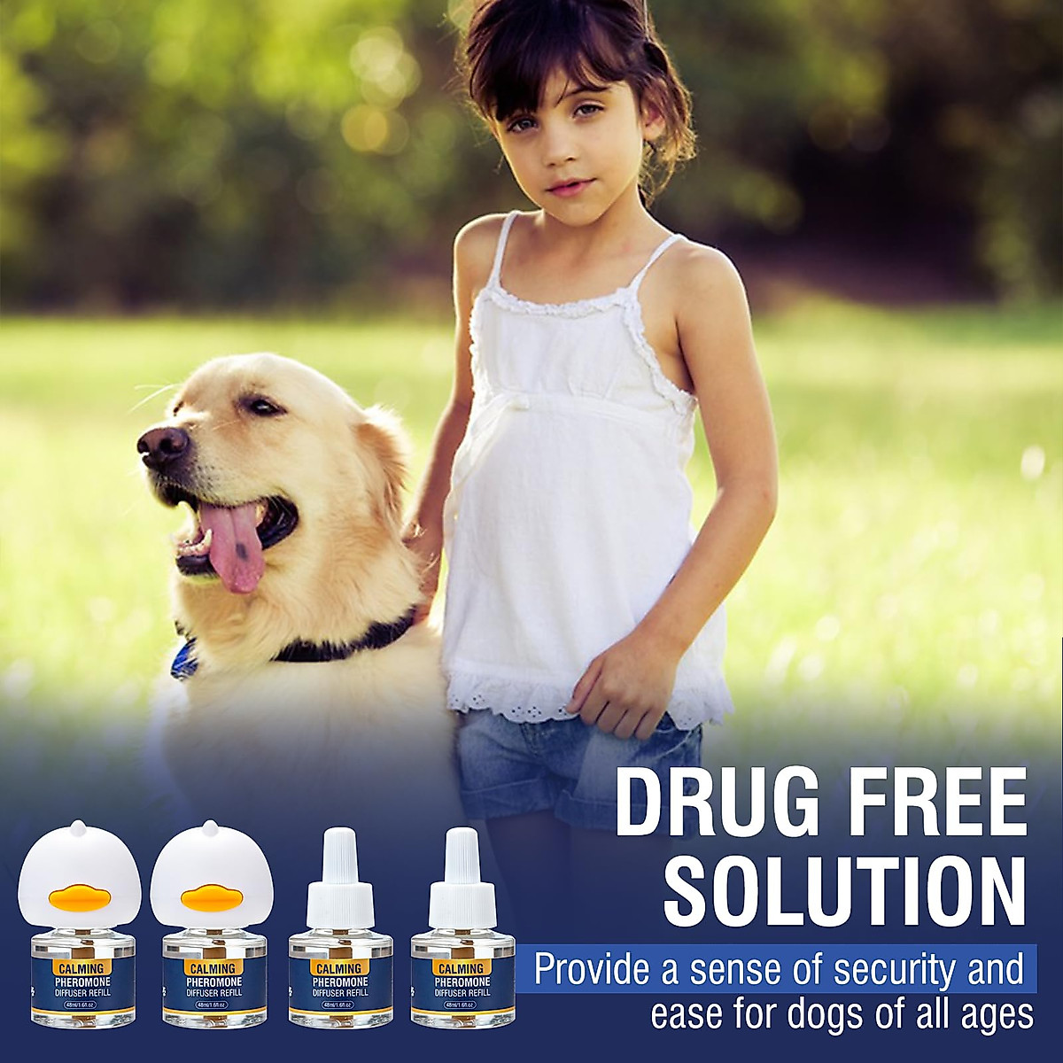 Dog Calming Pheromones Diffuser 6 in 1 Kit Appeasing Pheromone Diffuser to Calm (2 Plug in+4 Pack 48ml Refill) for Anxiety Relief Reduce Aggression Fighting Barking Stress 120 Day Supply(Tasteless)