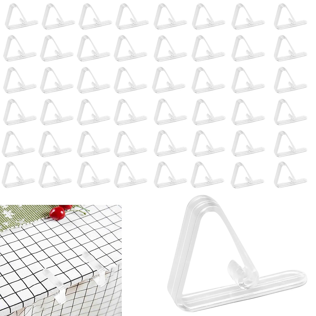 48 Pcs Table Cloth Holder Clips Plastic Tablecloth Clips for Outdoor Picnic Tables, Clear Picnic Table Clips for Tablecloth, Table Skirt Clip Table Cover Clips to Hold Down Tablecloth for Party Events