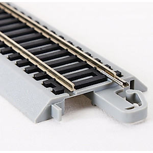 Bachmann Trains - Snap-Fit E-Z Track 9” Straight Terminal Rerailer w/Wire (1/card) - Nickel Silver Rail With Gray Roadbed - HO Scale