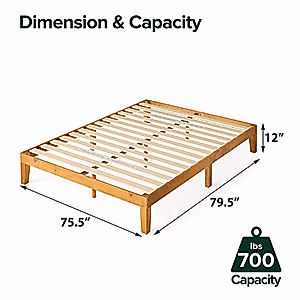 ZINUS Alexia Wood Platform Bed Frame, Solid Wood Foundation, No Box Spring Needed, Wood Slat Support, Easy Assembly, Rustic Pine, King