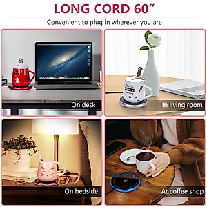 Nouvati Mug Warmer/Candle Warmer Plate/Coffee Warmer for Desk Auto Shut Off: Excellent Heating, 2 Heating Modes, Safety Features, Sleek & Compact Design; Tea Warmer (Rose Pink)