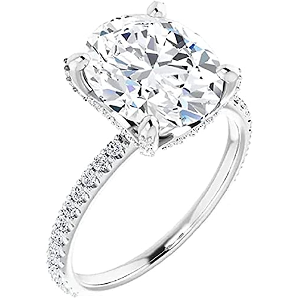 Moissanite Gems 3 CT Oval Moissanite Engagement Ring Colorless VVS1 10K 14K 18K White Gold & 925 Sterling Diamond Ring Anniversary Wedding Bridal Ring Set Wedding Gift for Her