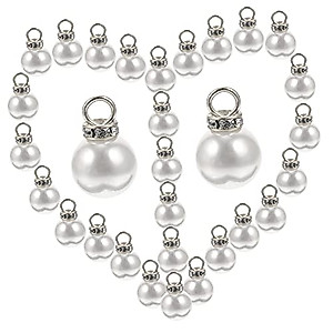 Pearl Pendant Pearl Dangle Earrings Pearl Pendant Necklace Drop Pearl Earrings 100pcs Pearl Charm Pearl Dangle Charms Imitation Peal Pendant Charms Bracelet Making Kit DIY Pendant