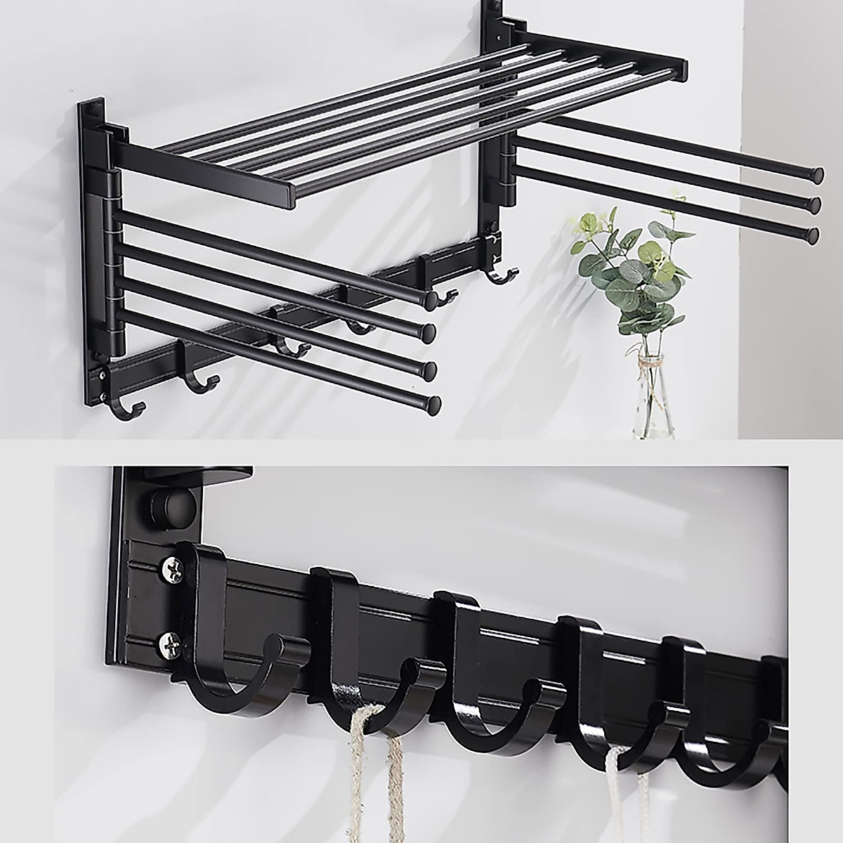 NADAENQ Bath Towel Holder, Multifunctional Rotating Towel Rack, No Punching Bathroom Towel Rack for Bathroom, Kitchen and Wardrobe,50cm