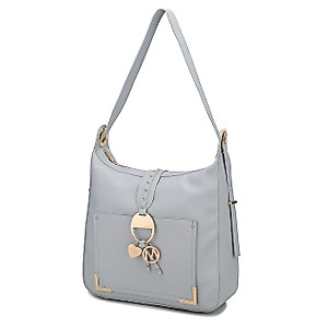 MKF Hobo Bag for Women – PU Leather Shoulder Purse Pocketbook Fashion – Top Handle Multi Pocket Handbag Blue