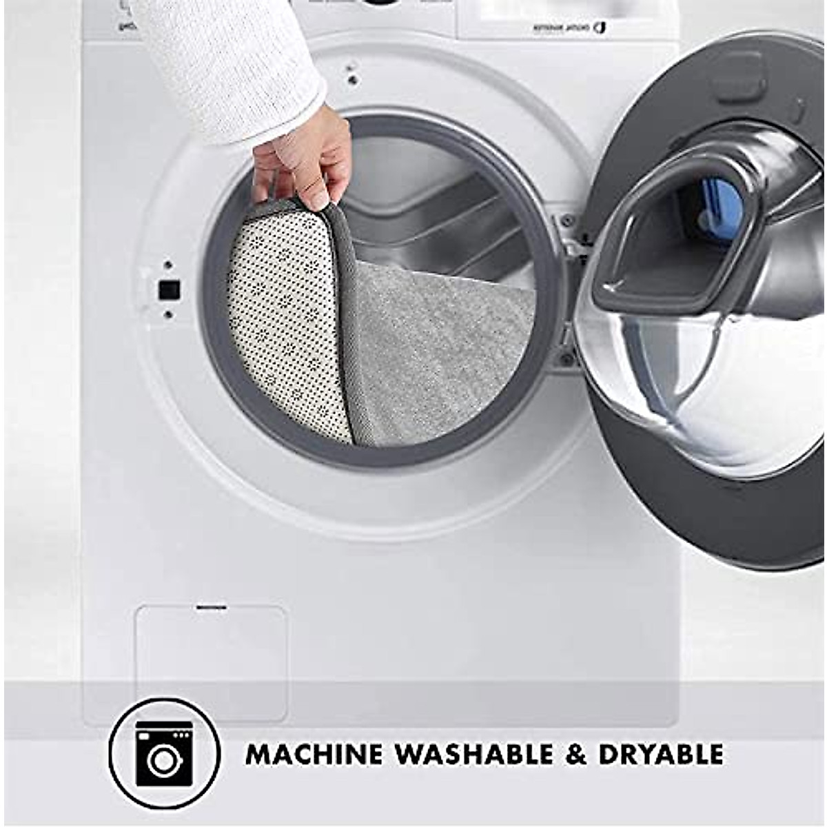 KAYEF Hayzbao 4-Piece Shower Curtain Set Featuring Non-Slip Rugs, Toilet Lid Cover, and Bath Mat - 180x180cm Shower Curtain in Matching Style Included. (5)