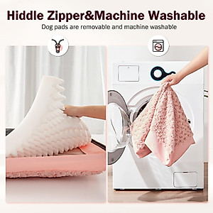 JOEJOY Orthopedic Dog Bed for Medium Small Dogs, Egg-Crate Foam Dog Bed with Removable Waterproof Cover, Soft Rose Plush Pet Bed Mat with Non-Slip Bottom, Machine Washable 30x20 Inch, Pink