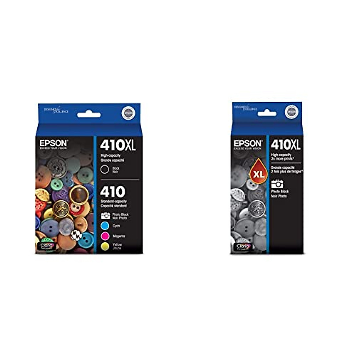 Epson 410XL Black & Standard Photo Black and C/M/Y Color Ink Cartridges, Combo 5 Pack (T410XL-BCS) & 410XL Photo Black Ink Cartridge, High Capacity (T410XL120)