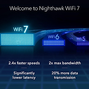 NETGEAR Nighthawk Tri-Band WiFi 7 Router (RS700S) - BE19000 Wireless Speed (up to 19Gbps) – 10 Gig Port - Coverage up to 3,500 sq. ft., 200 devices – 1-Year Armor Included