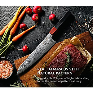 SANNKA Chef Knife Kiritsuke Knife 8.5 inch Damascus Knife Kitchen Knife Japanese Knife VG10 High Carbon Steel Knife 67-Layer Steel Japanese Kitchen Knife Cooking Knife Sharp Knife with Knife Sheath