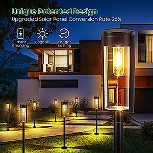 BUCASA Solar Pathway Lights Outdoor 6 Pack, Upgraded Super Bright Up to 12 Hrs Long Lasting Solar Outdoor Lights, IP65 Waterproof Auto ON/Off Landscape Path Lights for Walkway Driveway Patio Yard