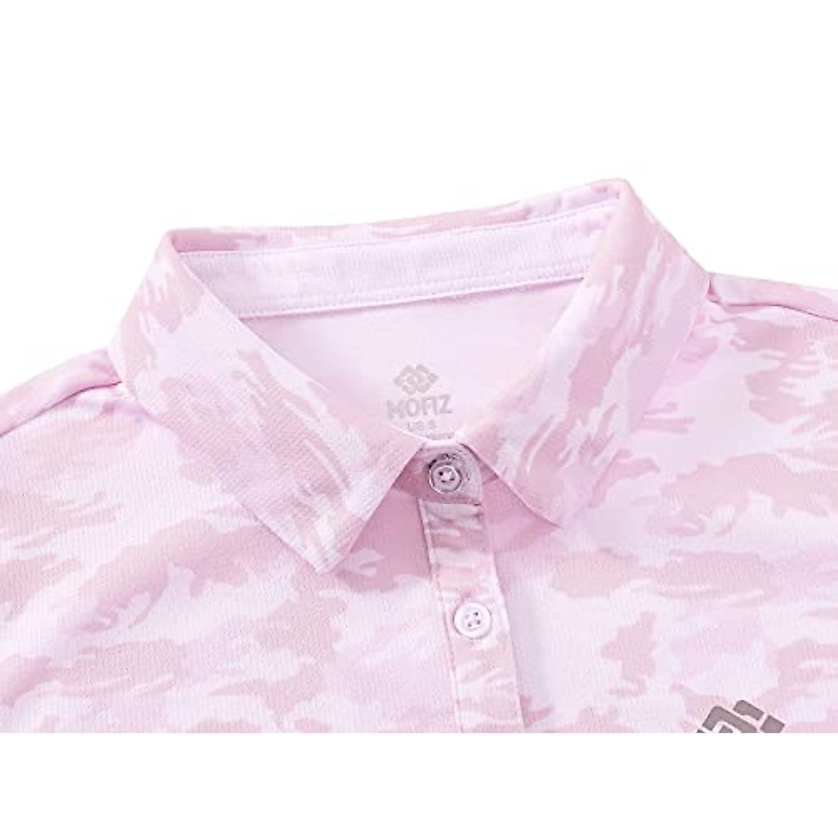MoFiz Women Short Sleeve Golf Tops Button Down Sports Polo Shirts Lightweight Activewear Camo-Pink XL