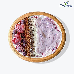 Avanchy® Classic Baby Plates Non Divided Bamboo with Suction for Babies Kids Toddler Food with Silicone Spoon for Feeding, Gray