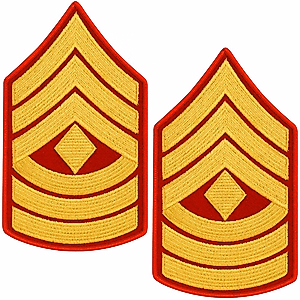 United States Marine Corps USMC Chevron Gold Embroidered on red 1st SGT 1st Sergeant