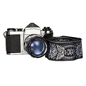 Art Tribute Camera Strap Royal Silver & Black Woven For All DSLR Camera. Embroidered Elegant Universal Neck & Shoulder Strap, Unique Pattern, Best Gift for Men & Women Photographers