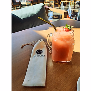 Reusable Stainless Steel Drinking Straws, Set of 4, 2 bent, 2 straight, all different colored, in Cloth Bag, and Free Cleaning brush, Help save the environment