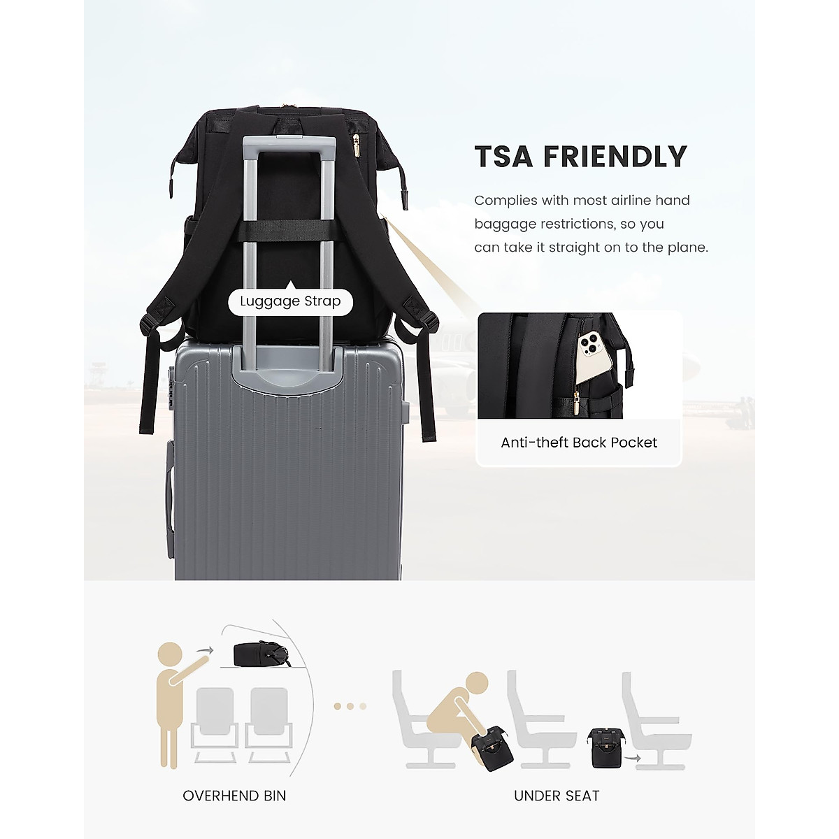 LOVEVOOK Laptop Backpack for Women Men, 17 Inch Work Backpacks Purse with USB Port, Waterproof Nurse Teacher Bag, Wide Open Business Travel Computer Backpack, Convertible College Tote Daypack