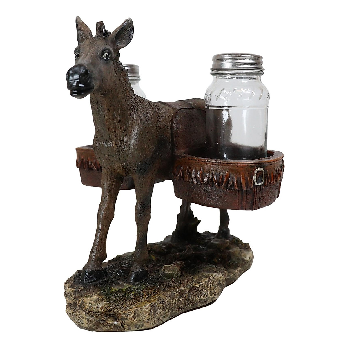 Ebros Gift Western Country Farm Mule Donkey Ass Carrying Saddlebags Figurine Salt Pepper Shakers Holder Decor Of Working Animals Horses Donkeys Agricultural Livestock Themed Accent