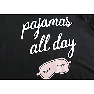 VENTELAN Pajamas Women Short Sleeve Capri PJS Cute Sleepwear Set, Grey-Coffee, Large(US 12-14)