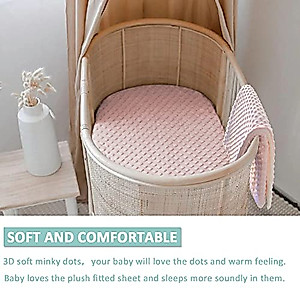 Owlowla Bassinet Sheet Set,Ultra Soft Minky Cradle Sheets Universal Fitted Bassinet Pad/Mattress for Baby Boys Girls(Ivory/Khaki)