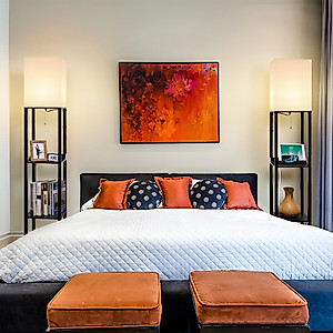 SHINE HAI 3-in-1 Shelf Floor Lamp with 2 USB Ports and 1 Power Outlet, 3-Tiered LED Shelf Floor Lamp, Shelf & Storage & LED Floor Lamp Combination, Modern Standing Light for Living Room, Bedroom