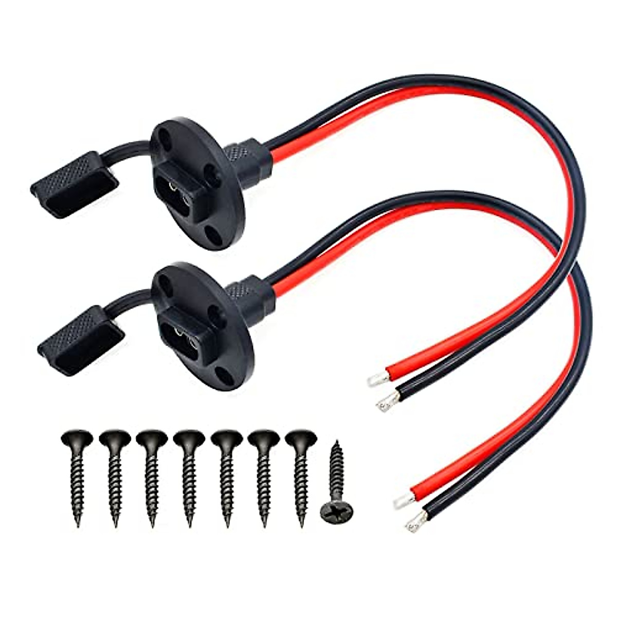 2 Pack 11.8inch 10AWG SAE Power Socket Sidewall Port Cable with 8 Mounting Screws Compatible with Solar Generator