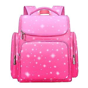 Qiuhome Cute School Backpack for Girls with Chest Strap (14inch, Rose Red)