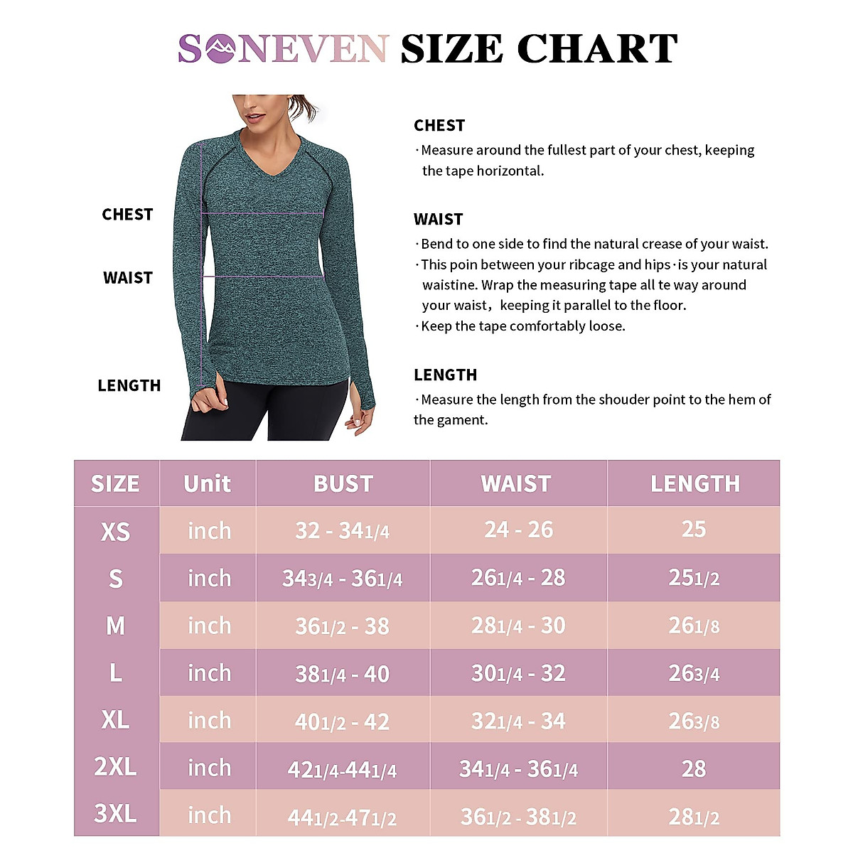 Soneven Thermal Fleece Lined Shirt Women Athletic Shirt Women Compression V Neck Shirts Long Sleeve Yoga Running T Shirt Golf Shirts