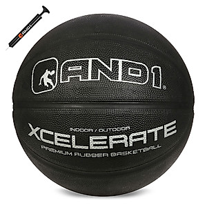 AND1 Xcelerate Rubber Basketball: Official Regulation Size 7 (29.5 inches) - Deep Channel Construction Streetball, Made for Indoor Outdoor Basketball Games