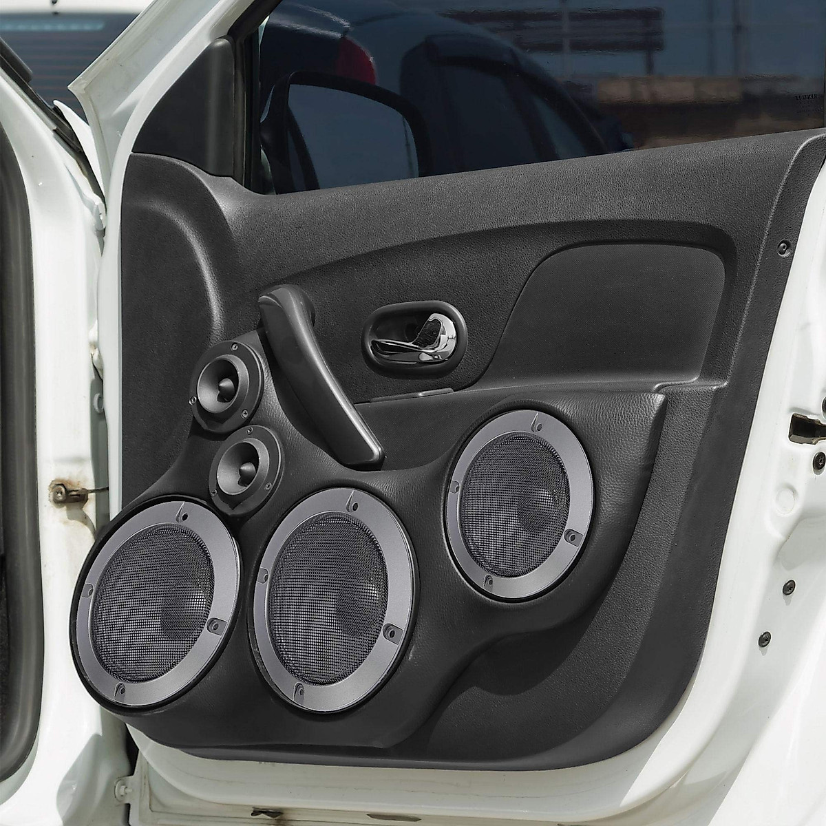 X AUTOHAUX 2pcs 3" Titanium Tone Audio Speaker Cover Mesh Subwoofer Grill Horn Glossy Guard Protector