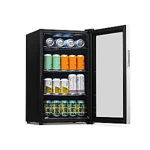 NewAir Small Cooler 2.4 Cu. Ft. Mini Fridge for Bedroom in Stainless Steel, 100 Can Capacity Beverage Refrigerator with 5 Custom Temperature Settings for Beer, Wine, Soda, and Cooler Drinks