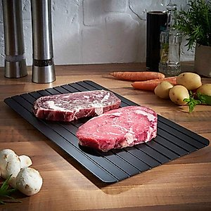 Thaw Food Plate Board,Meat Fast Defrosting Tray,Quick Defrost Kitchen Tool,Defrosting Frozen Food Faster,Thaw Master,Non Stick Coated Thawing Board for Frozen Meat and Food, Defrosting Tray Bo