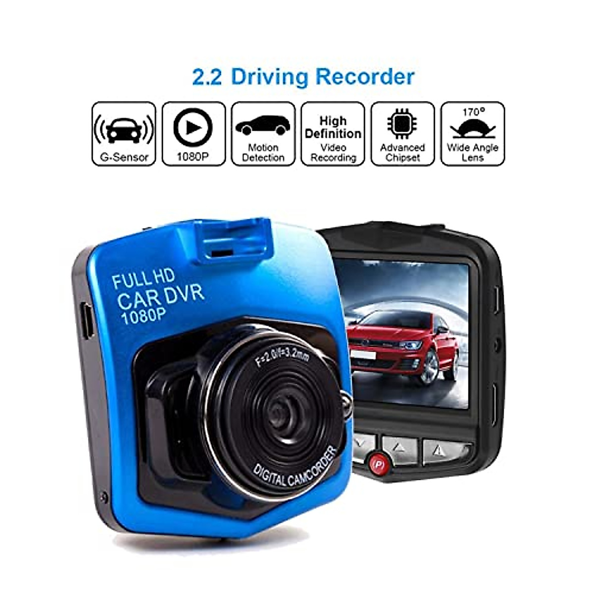 SZAIENXIL 2.2Inch Screen Dash Cam for Cars, 1080P Car DVR Dash Cam, Car Camera Recorder Dashboard Camera with 170° Wide Angle, Night Vision, Loop Recording, Parking Monitor